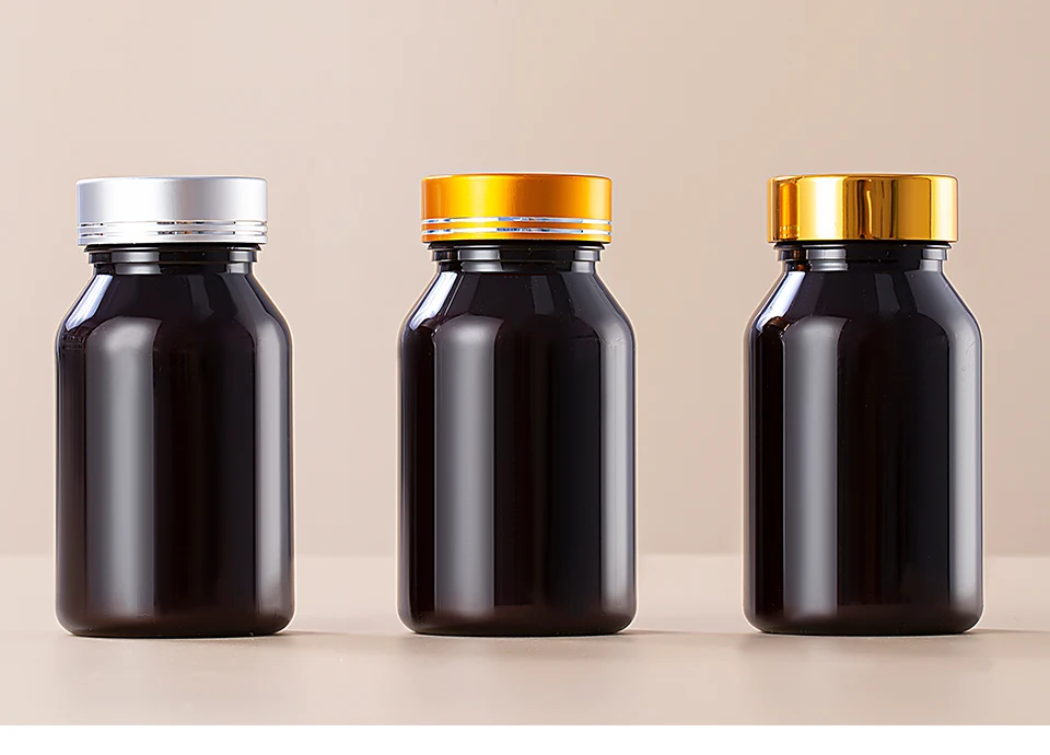 Custom 120ml Matte Frosted Pet Black Plastic 120cc-300cc Medicine Plastic Capsule Pill Pharma ...