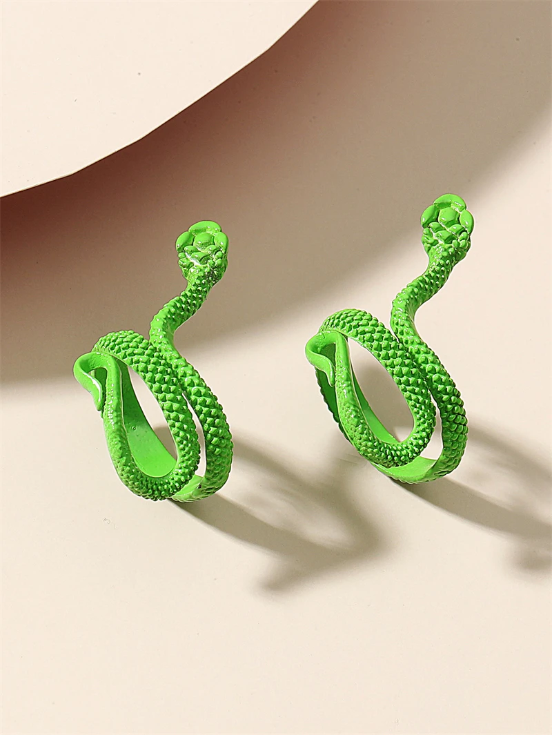 New Fashion Popular Personality Snake Opening Adjustable Rings Jewelry Green Snake Ring For ...