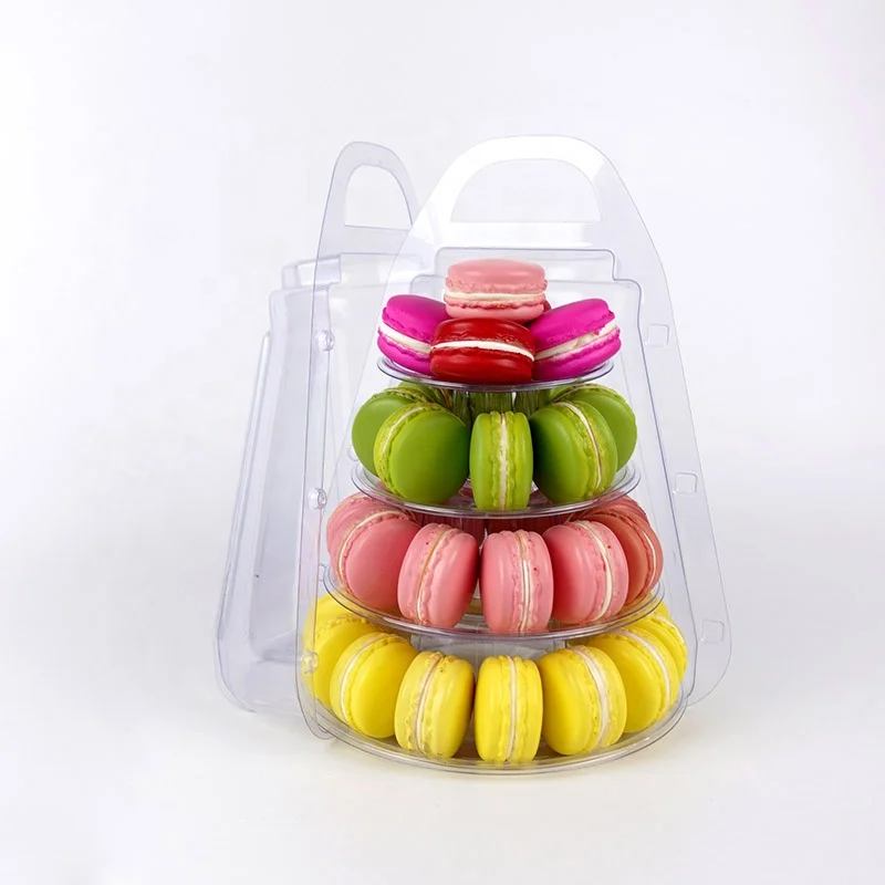 4 Layers Clear Plastic Macaron Tower Party Wedding Dessert Stand ...