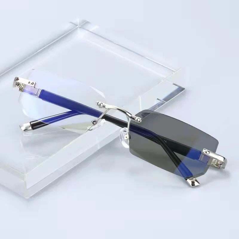 Rimless Photochromic Presbyopia Glasses Men Quality Anti Blue Light ...