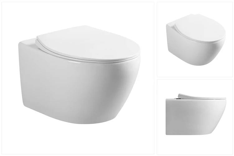Modern Style Round Rimless Wall Hung Toilet Ceramic WC Commode for ...