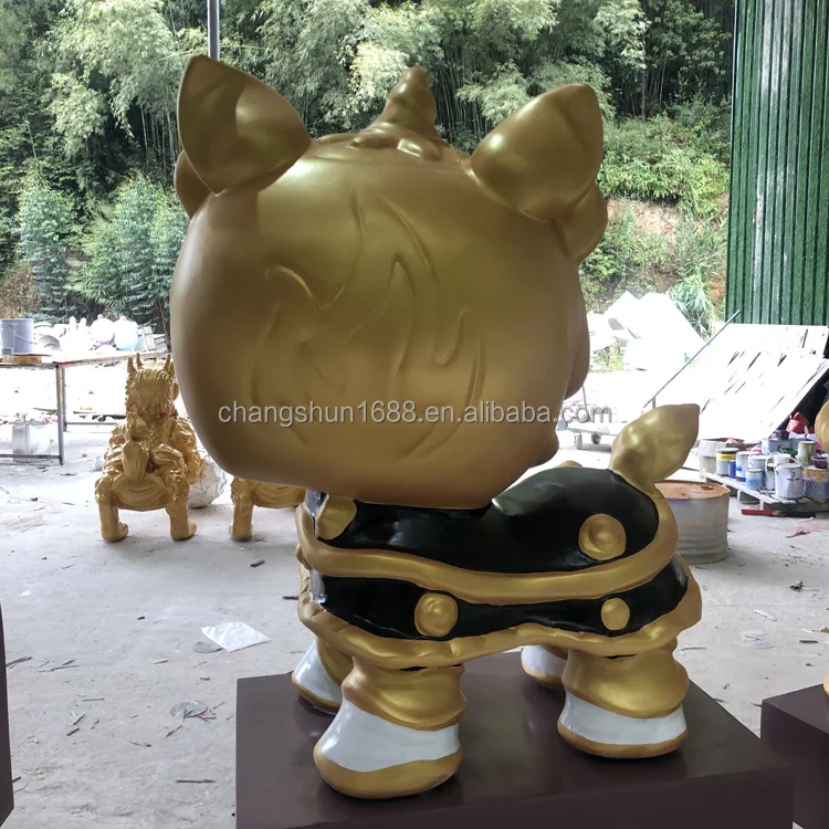 Fiberglass Lion With Big Head Animal Model Lion Dance Sculpture Custom ...