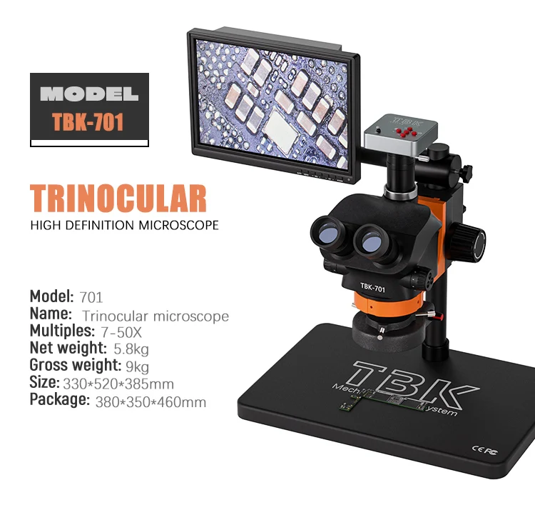 New TBK-701 Trinocular Electron Microscope Mobile PCB Repair for ...
