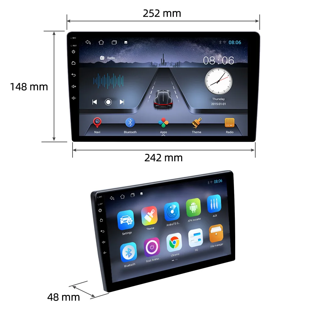 TS7 Car Player GPS Navigation Radio - 10 Inch 2 Din 4 Core