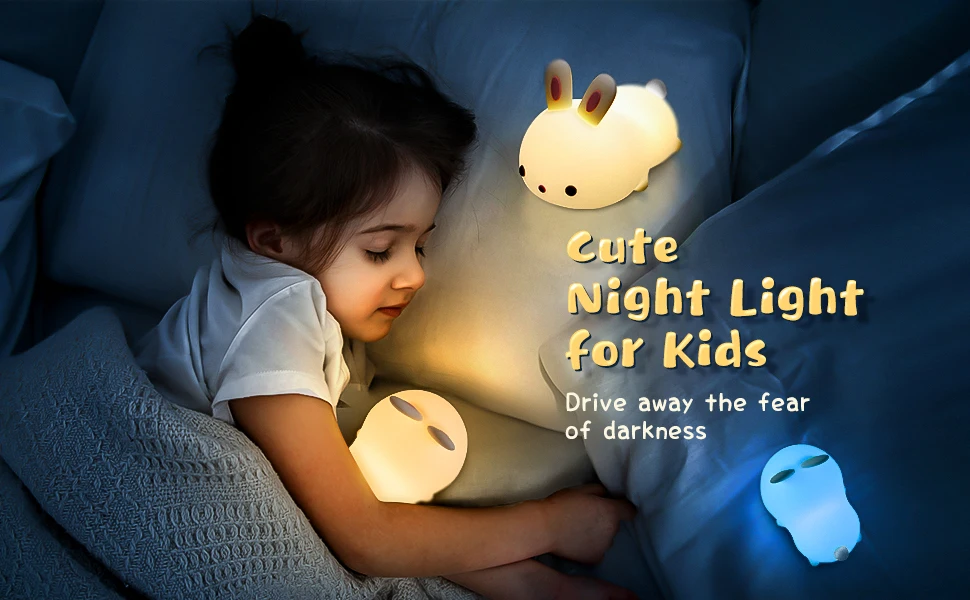 Mini Cute Rabbit Custom Silicone Bunny Baby Lamp Kids Led Kawaii Night ...