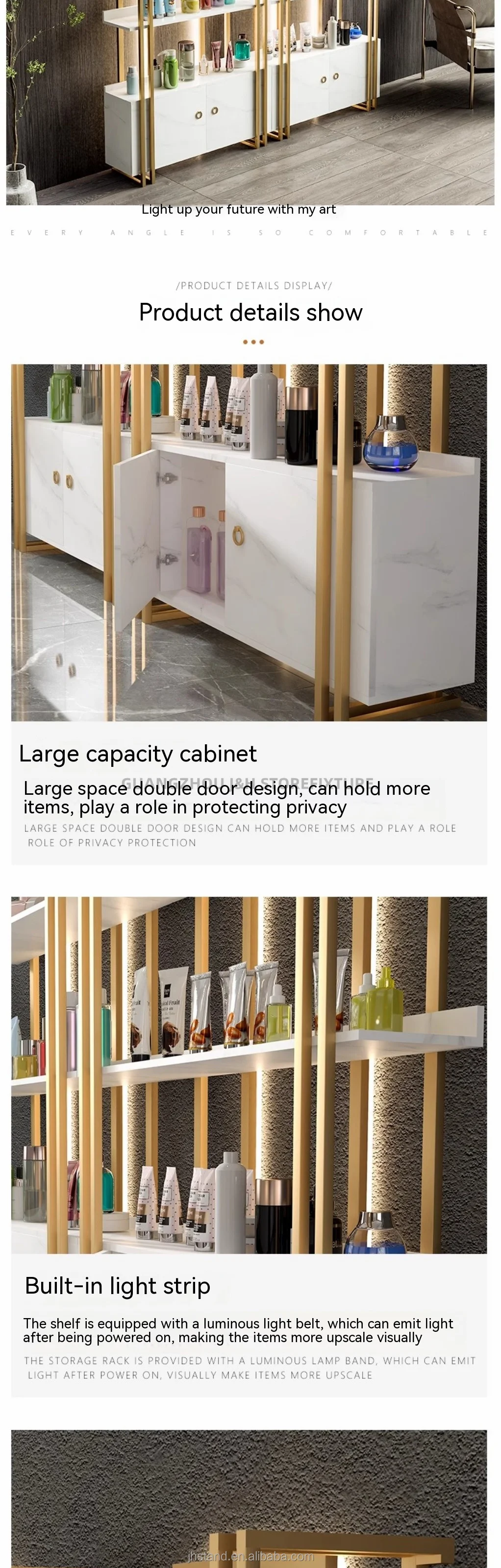 Luxury Beauty Salon Light Display Shelf Cosmetics Nail Skin Care Stand Cabinet Store Display ...