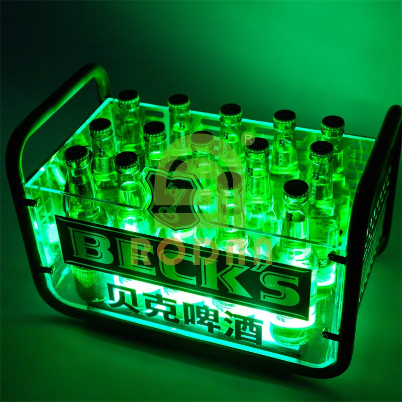 Mingxin Barware LED Ice Bucket for 15 Beer Bottles Becks