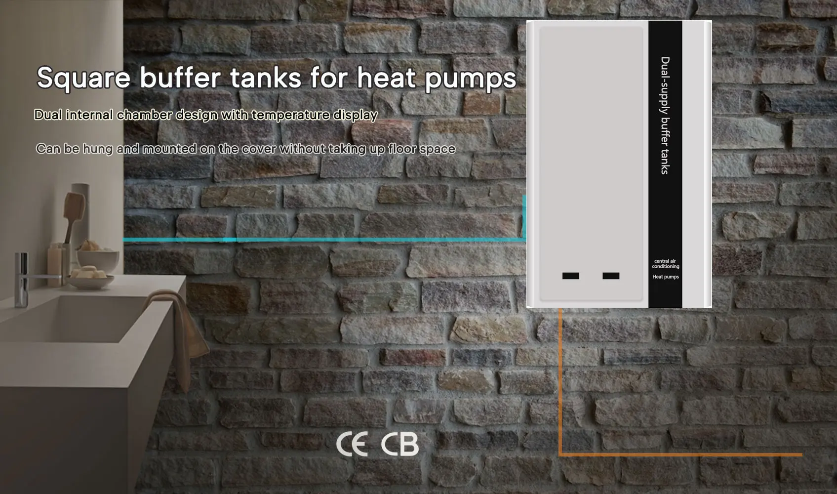Wall-mountable Double-Cavity Buffer Tank for Heat Pumps