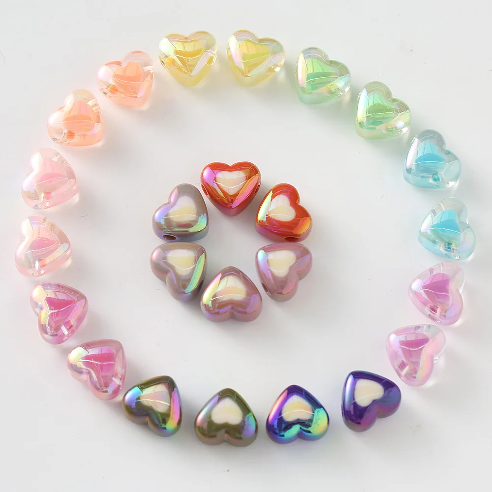 Fashion Diy Uv Plated Heart Shape Acrylic Beads Inner Chunky Beads For ...