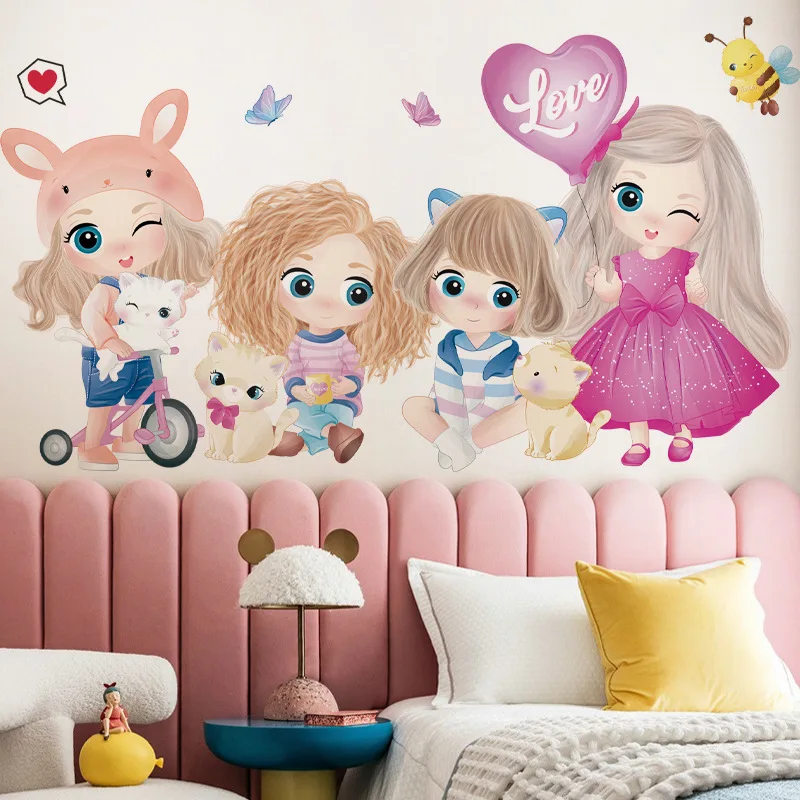 Removable Waterproof Pvc 3d Cartoon Wall Decor Stickers For Kids Girls ...