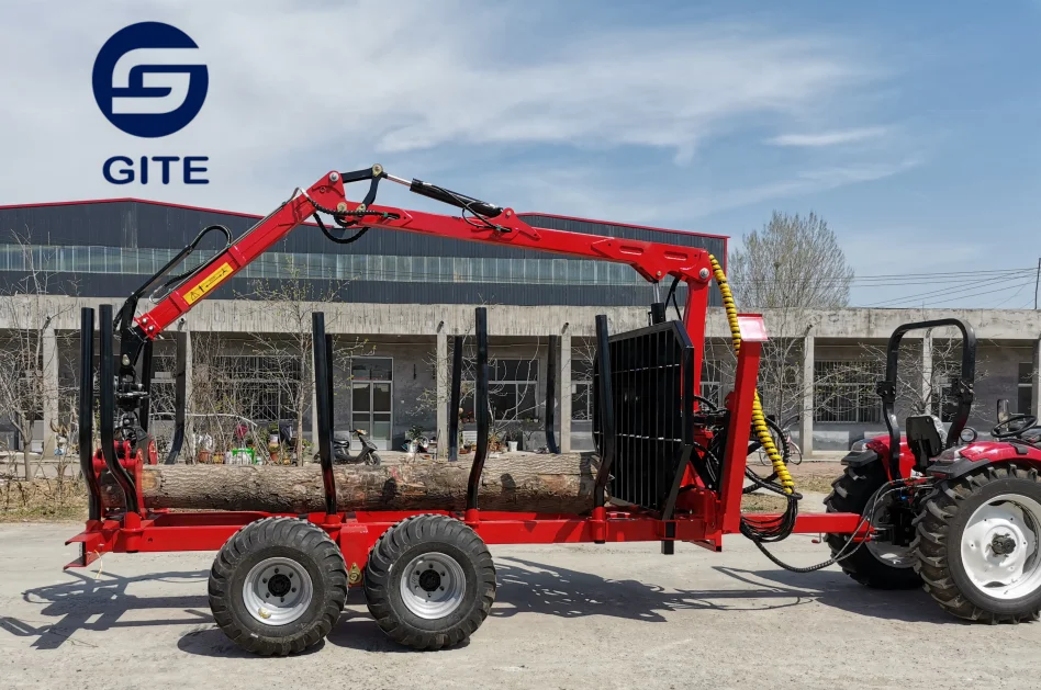 Timber Crane Forest Log Trailer with Crane for Tractor