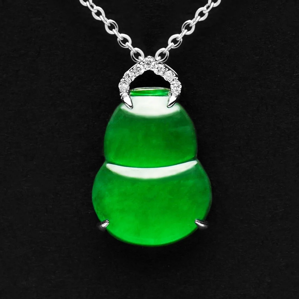 Dainty Natural Jade High Grade Jade Pendant 18k White Gold Icy Jadeite ...