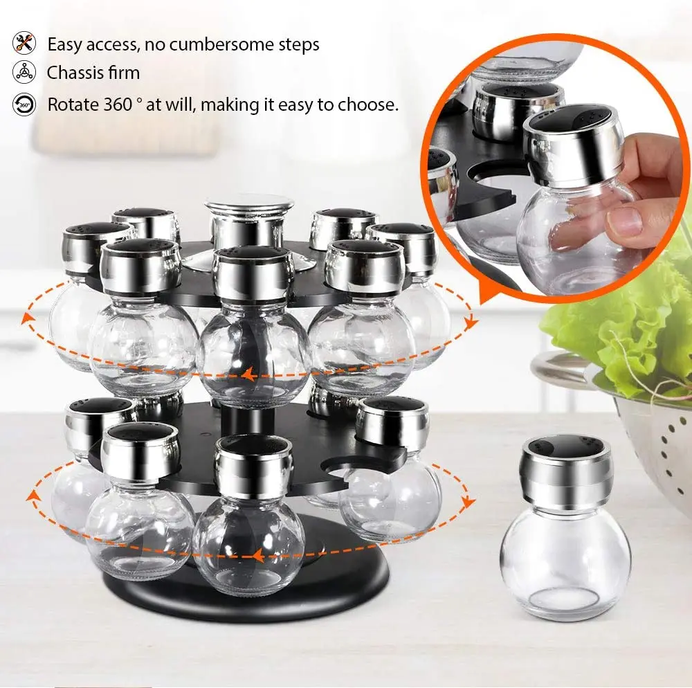 16-jar Revolving Countertop Spice Rack - Eco-friendly
