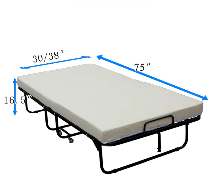 Folding Bed with Mattress Portable Foldable Rollaway Guest Cots Fold up ...