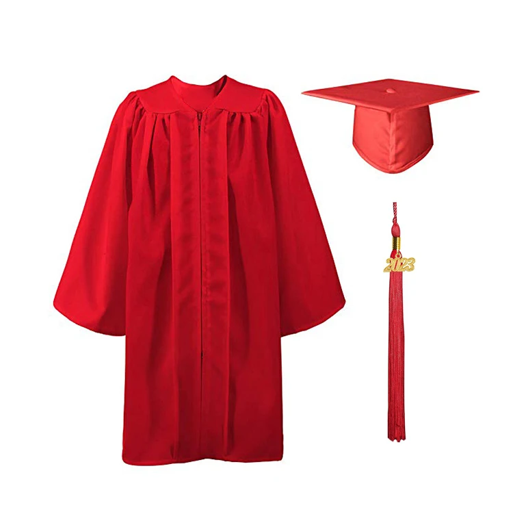 Red Matte Children Preschool Graduation Cap Gown With Gold Year Charm ...