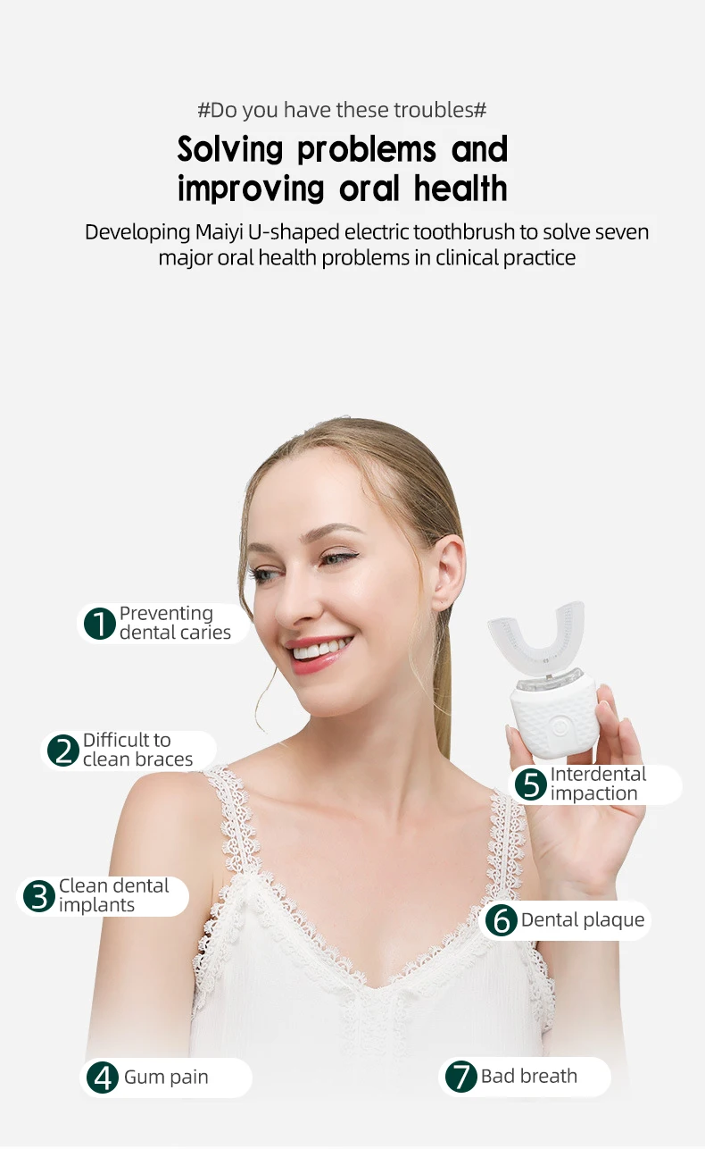 U Shaped Sonic Wireless Toothbrush - 360° Ultrasonic Teeth Whitening