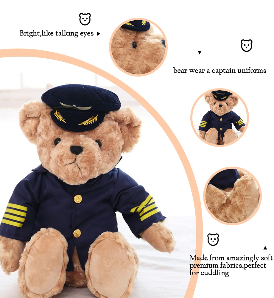 Manufactory In Stock Stuffed Animal Captain Bear Soft Teddy Bear ...