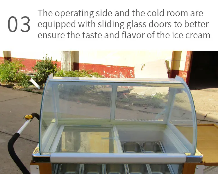 Mobile Ice Cream Freezer Ice Cream Carts Showcase Outdoor Ice Cream ...