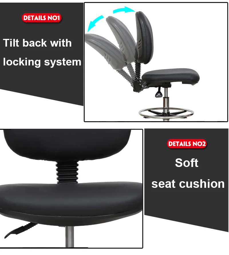 Ergonomic Standing Reception Desk with Leather Drafting Chair