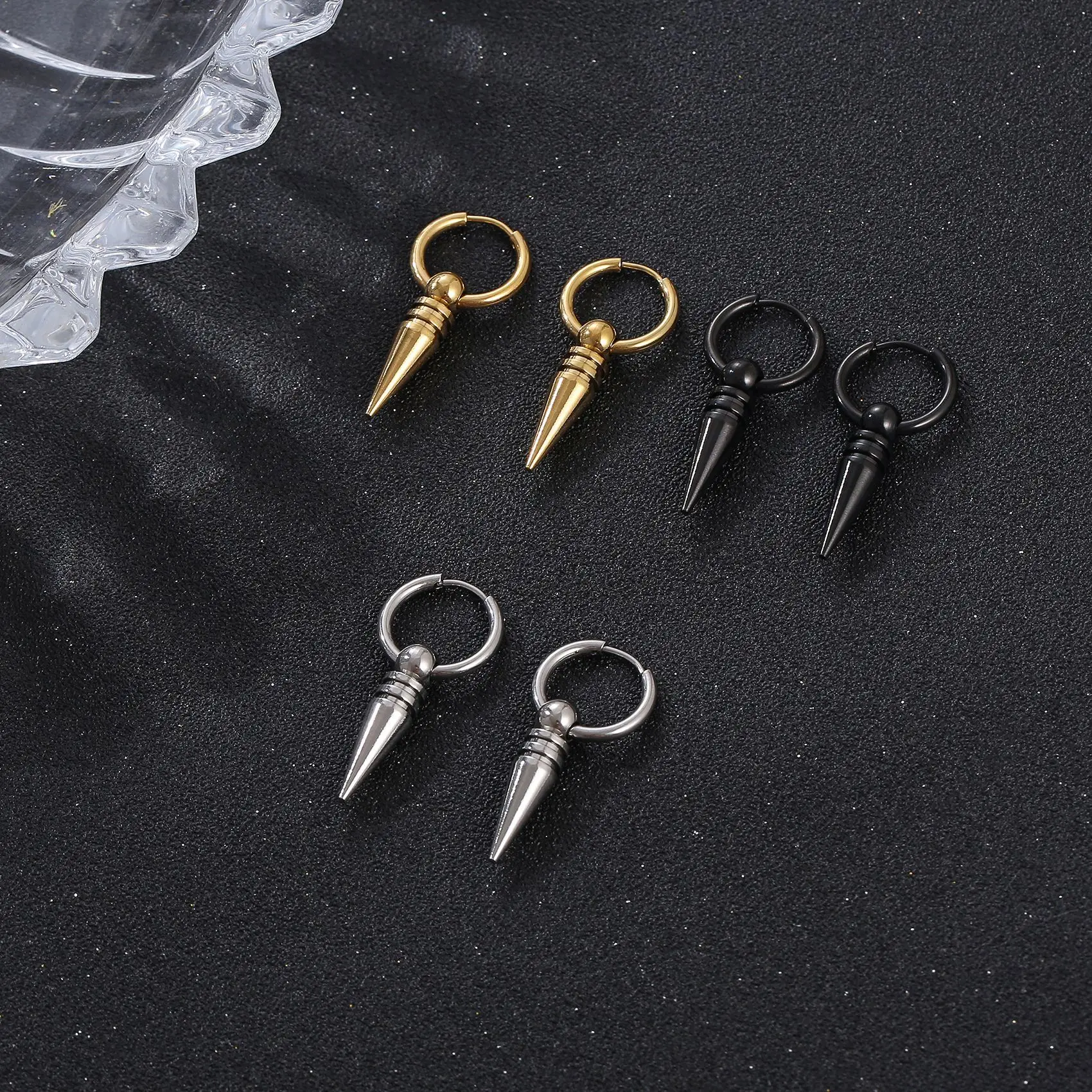 Men/women Ear Circle Buckle Hip Hop Gothic Earring Unisex Stainless ...