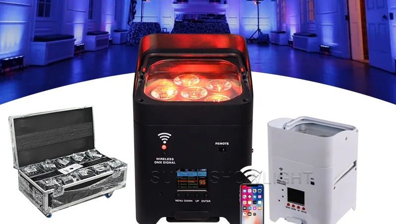 Hot Sale Rechargeable 6x18w 6 In 1 Rgbw Uv Led Uplights Stage Par Party ...