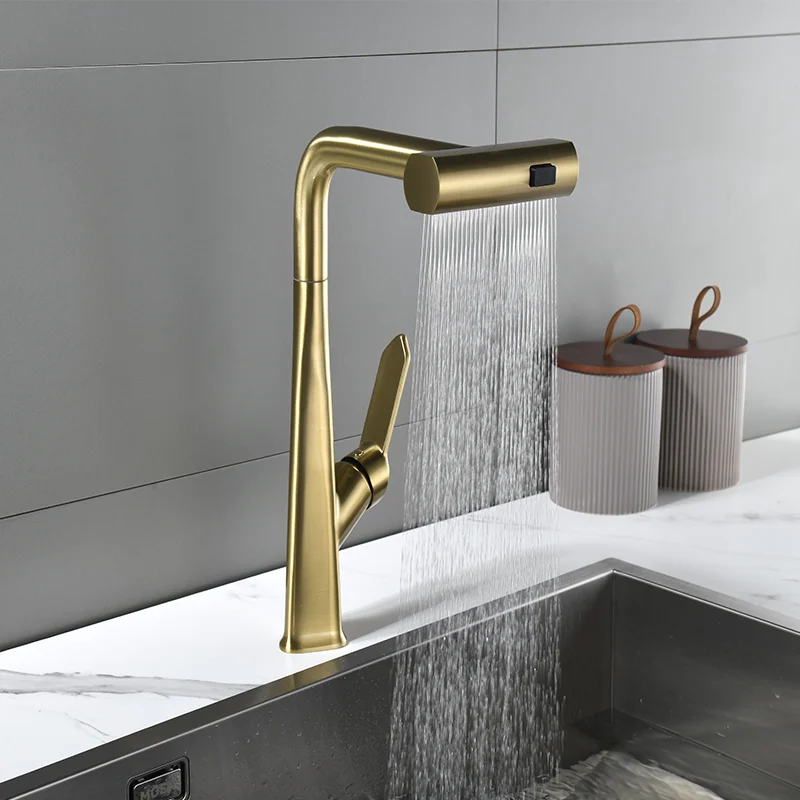 Pull Down Rainfall Waterfall Kitchen Sink Faucet 3 Function Hot And ...