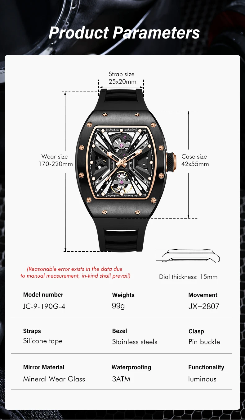 CHANCE JC-9-190G-4 Men’s Mechanical Watch - Carbon Fiber Luxury ...