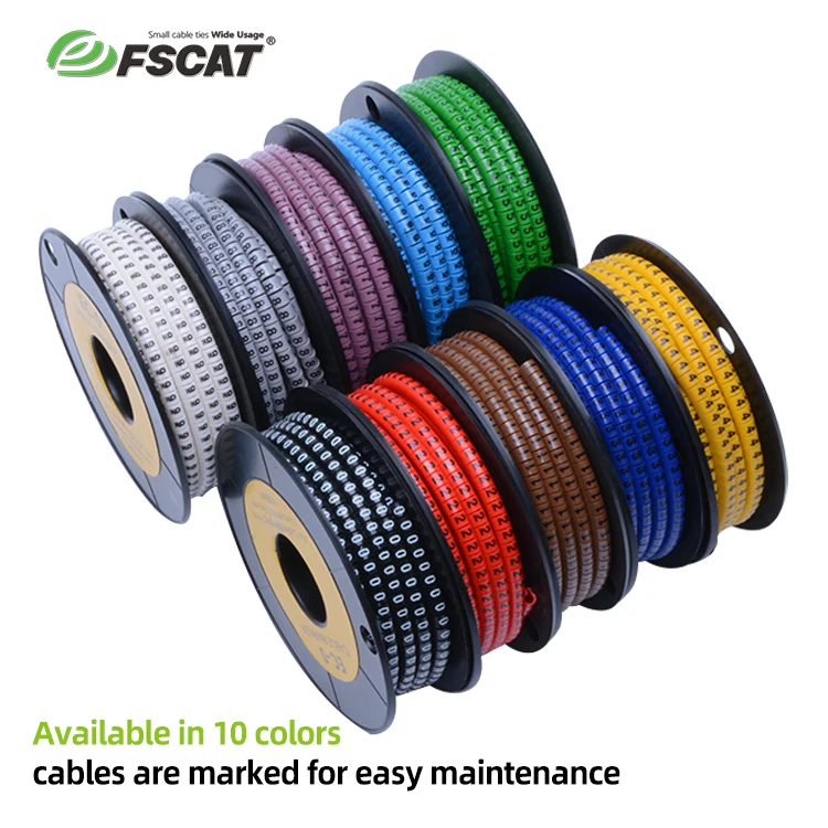 FSCAT Wholesale Colorful PVC Cable Marker Tubes Cable Marking Tags ...