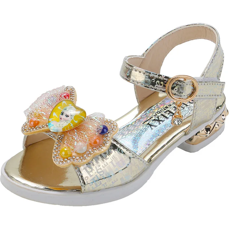Princess Children Girls Fancy Sandals Shiny Flats Soft Bottom Open Toe ...