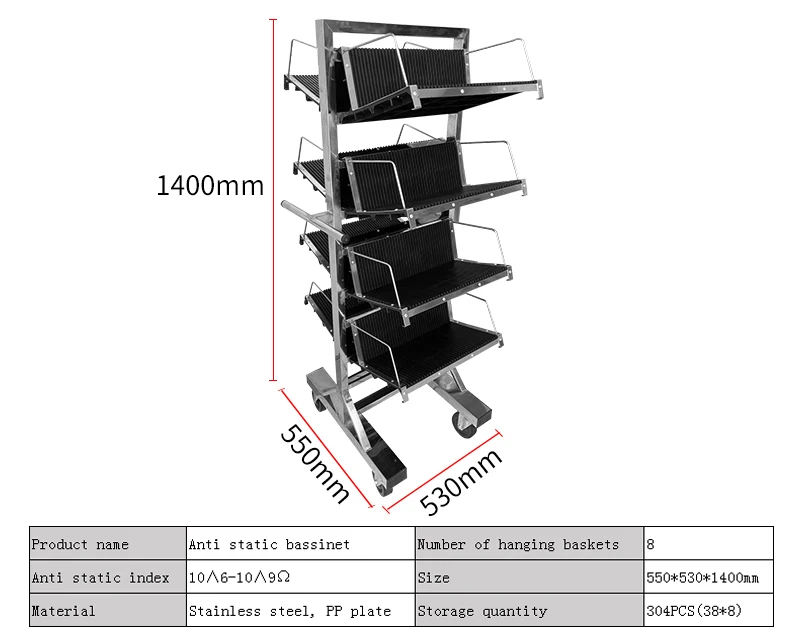 Stainless Steel Antistatic Smt Esd Pcb Storage Trolley Cart - Buy ...