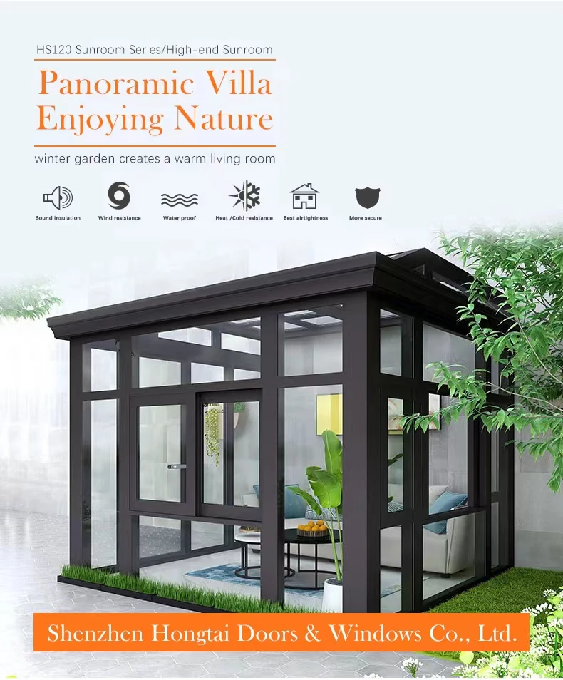 Free Standing Aluminium Glass Conservatory Sunrooms Prefabricated ...