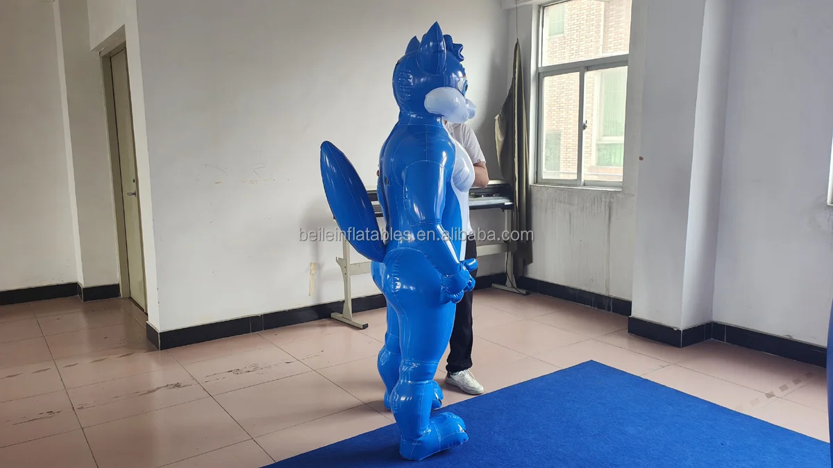 Beile Custom Quality Blue PVC Inflatable Fox Suit for Party