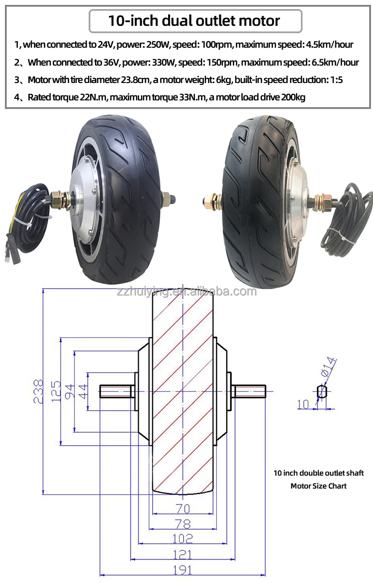 10 Inch Toothed DC Brushless Hub Motor - High Torque Power