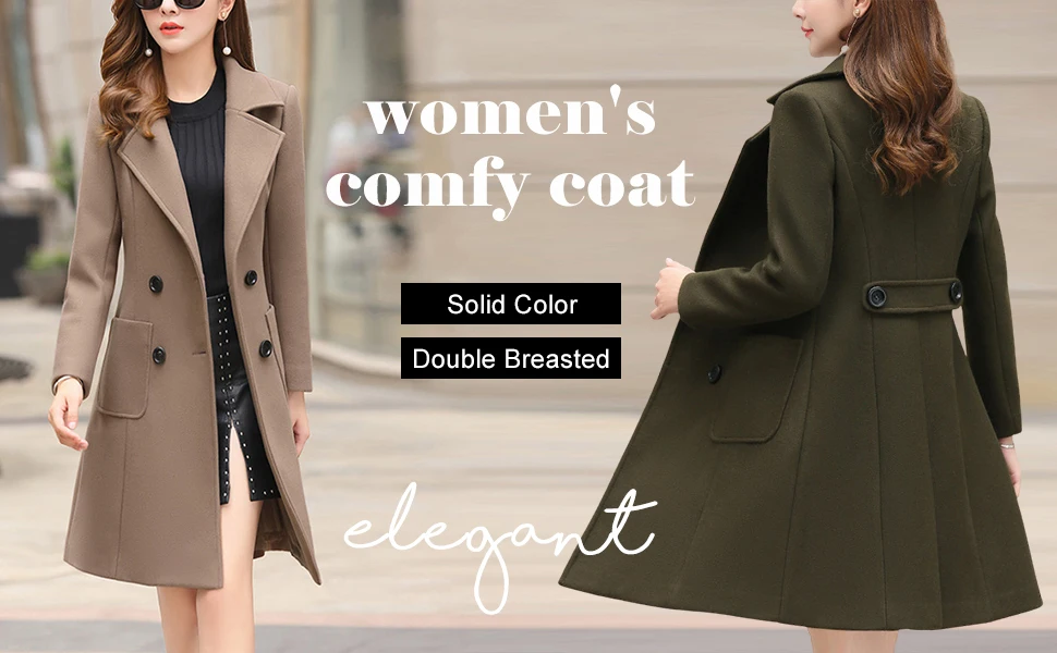 CCG-Yar3568-Trench Coats Korean Long Outwear Double Breasted Elegant ...