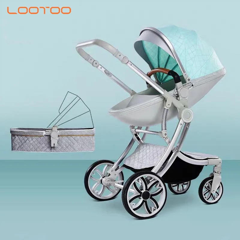 High Landscape Aluminum Alloy Frame Strollers Bebe Model Trolly Leather ...
