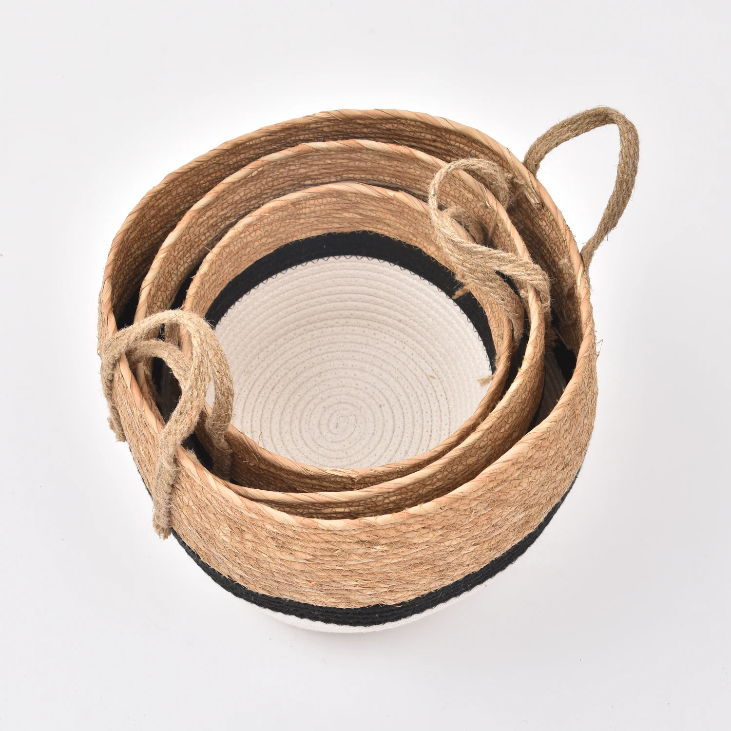 Cotton Rope And Cattail Storage Basket For Dirty Clothes,Hand Woven ...