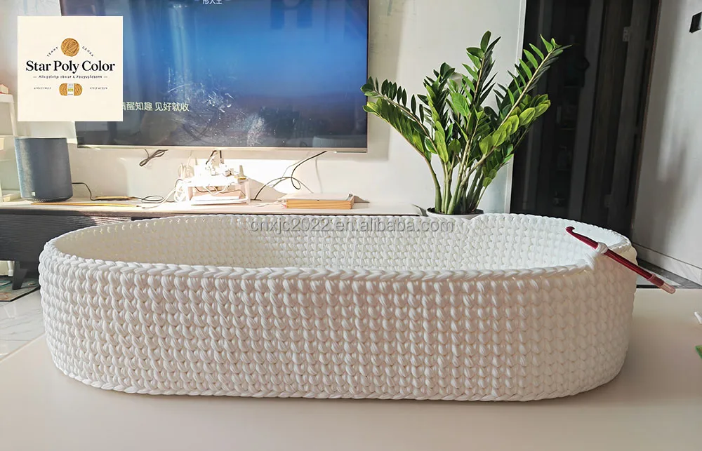 Moses Hand Crochet Portable Baby Basket Newborn Cradle Washable Fabric ...
