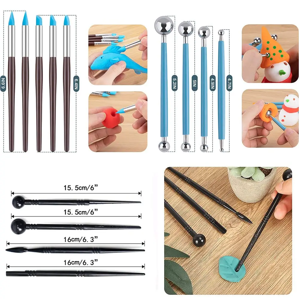 40pcs Ceramic Clay Tools Set Polymer Clay Tools Wooden Pottery ...