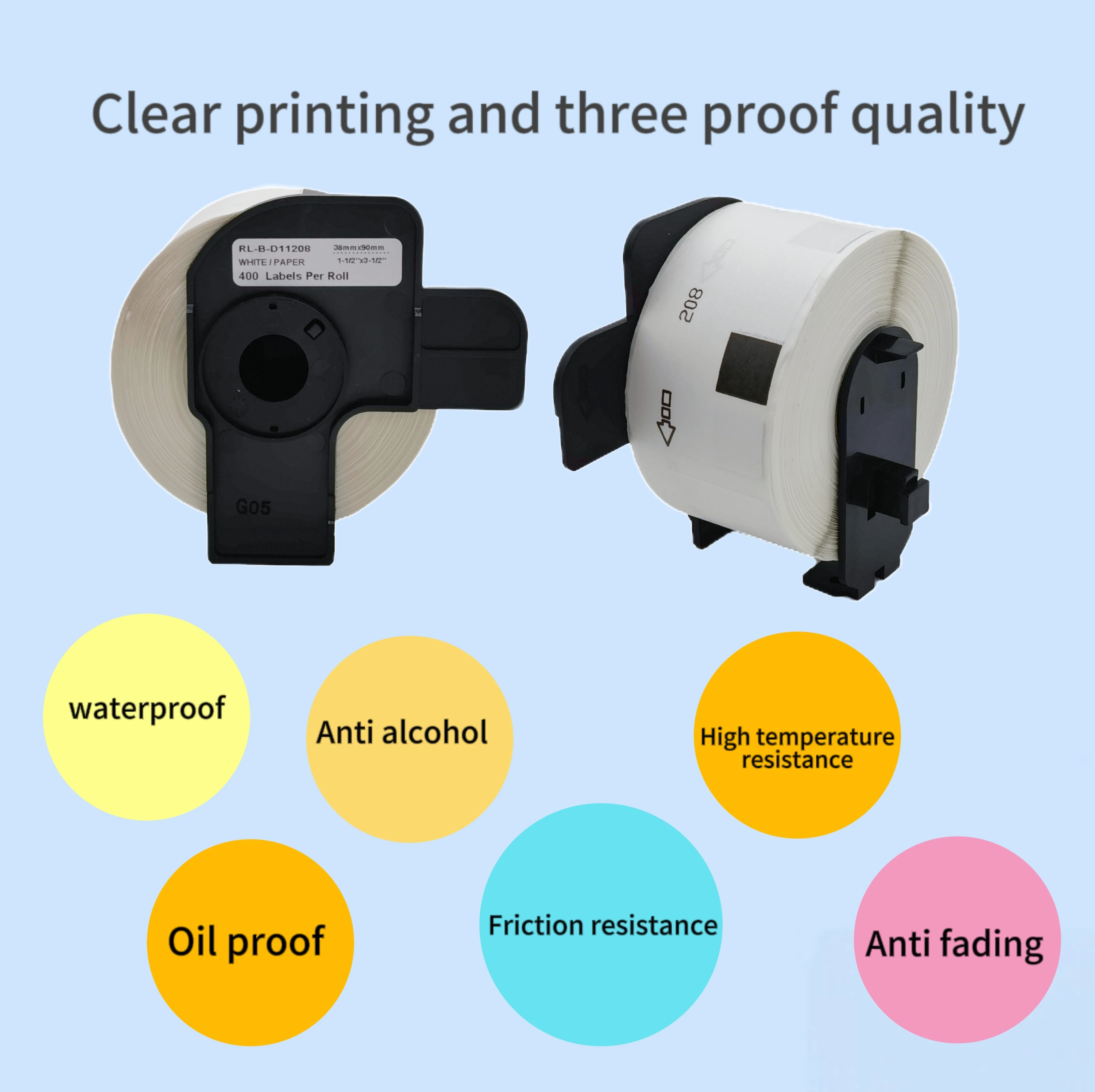 Dk11208 Barcode Sticker Waterproof Thermal Label 38mm X90mm Adhesive ...