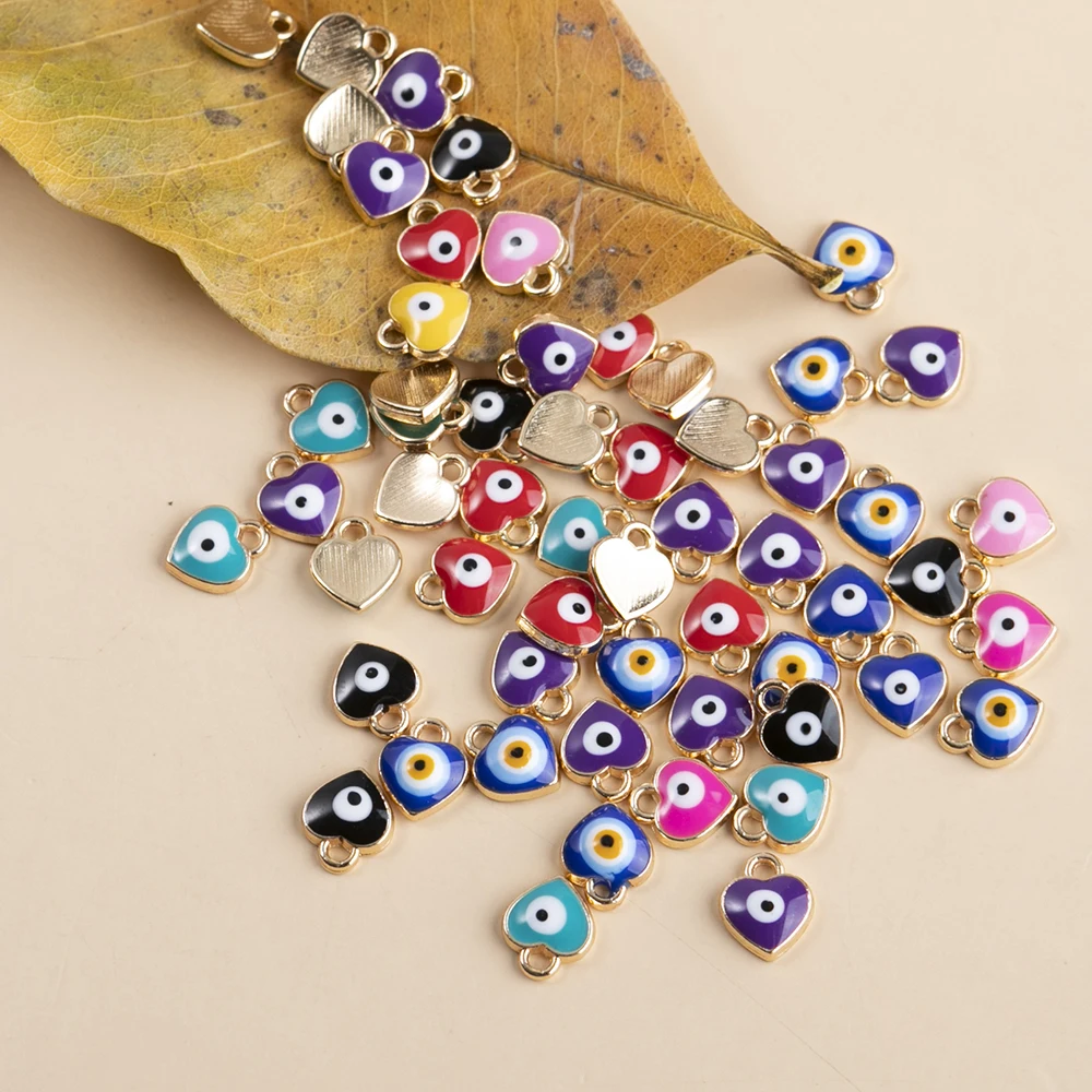 Colorful Alloy Enamel Heart Devil Eyes Metal Charms Pendants For ...