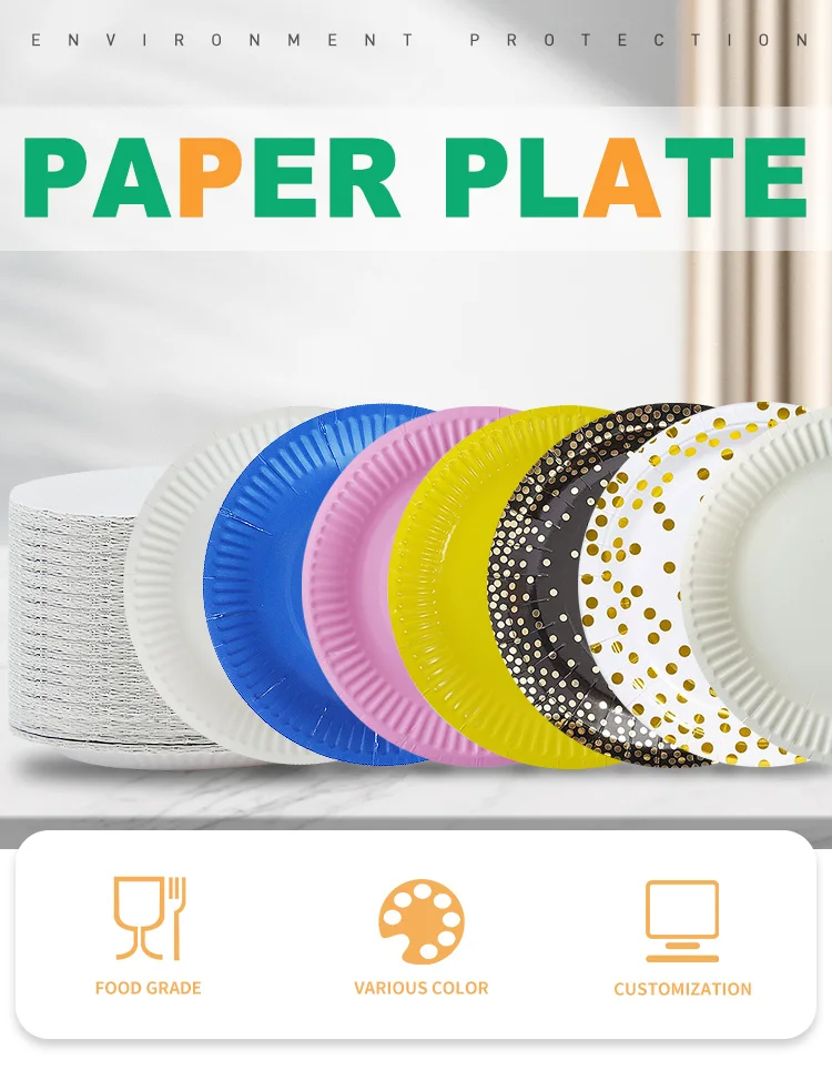 Eco-friendly Custom Biodegradable Compostable Paper Plates