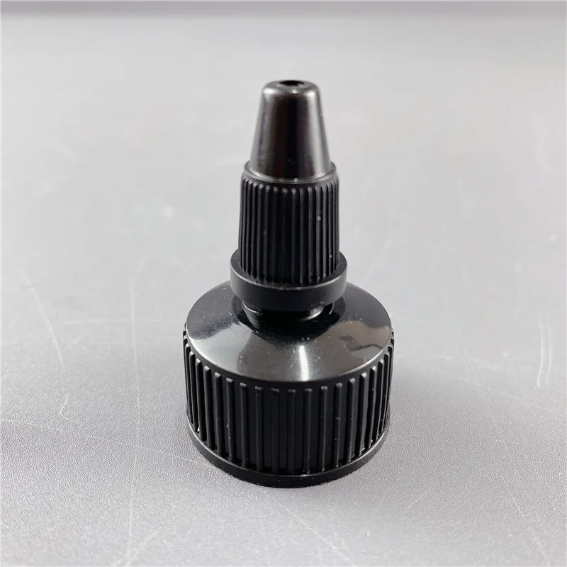 black ribbed screw tip cap for spray gel bottle packaging long nozzle ...