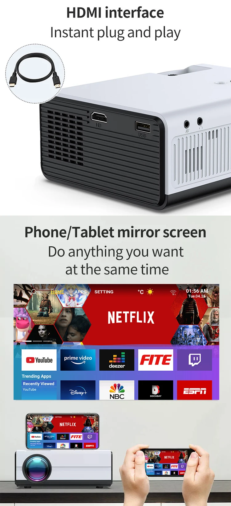 Dependable Performance 4k Portable Smart Android Projector Mobile ...