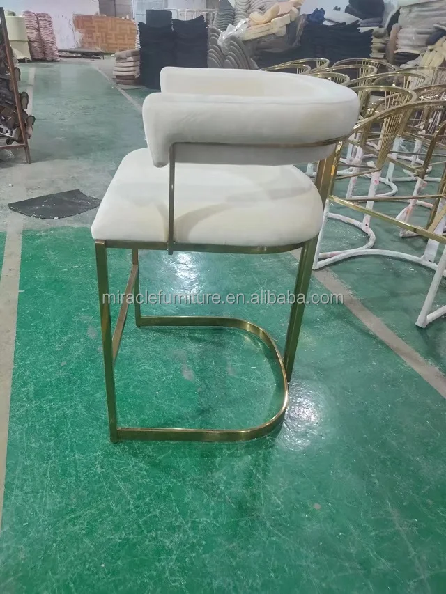 Luxury Modern High Foot Chair Gold Stainless Steel Pub Stool Pu Leather ...