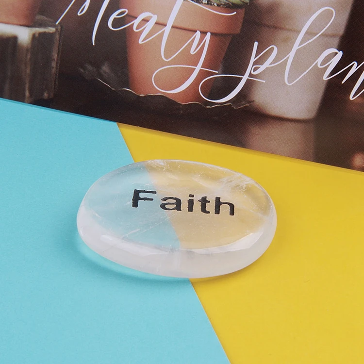 Engraved Polished Palm Word Stones Inspirational Crystal Pocket Stones ...