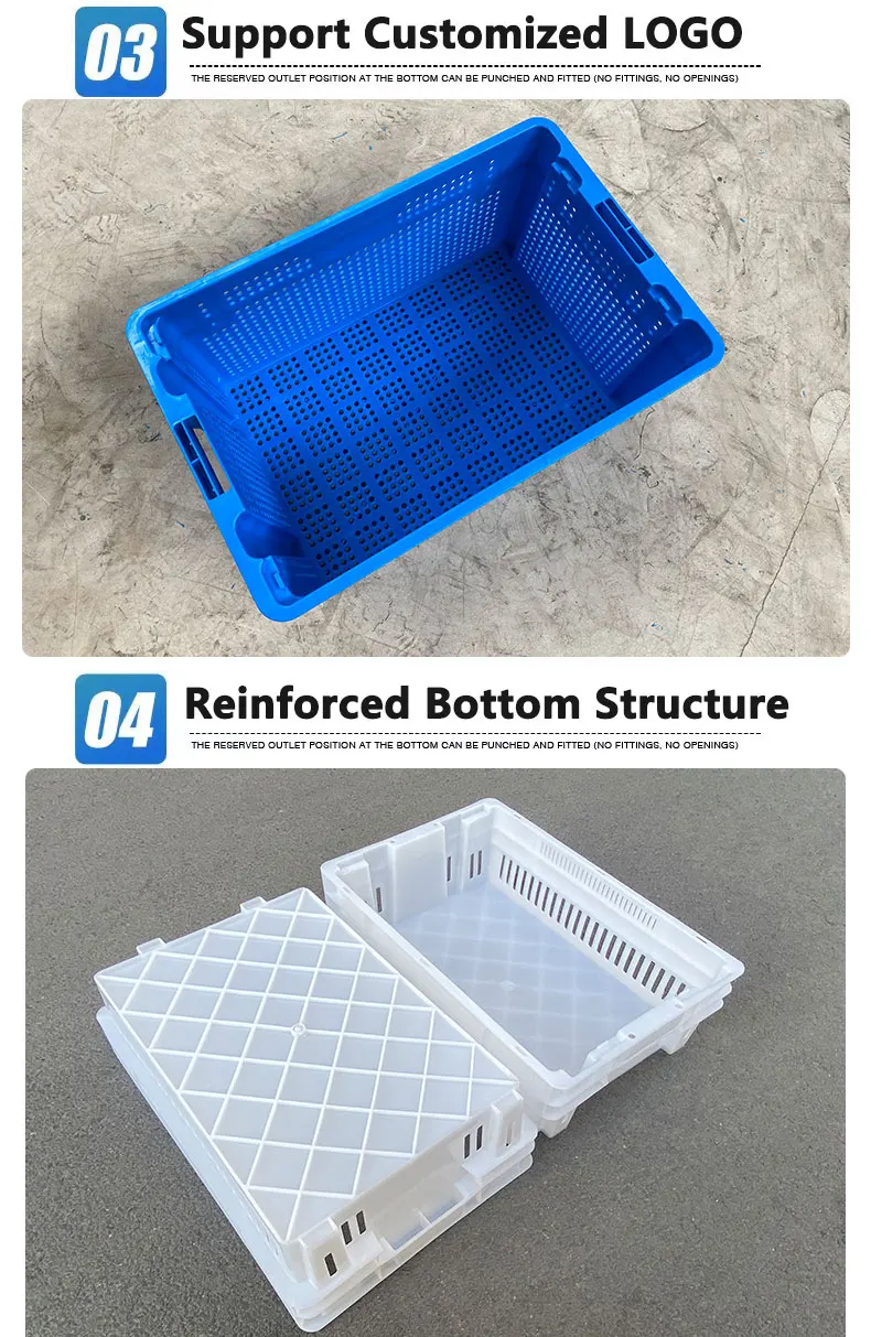 White Color Industrial Meat Crates - Durable & Stackable