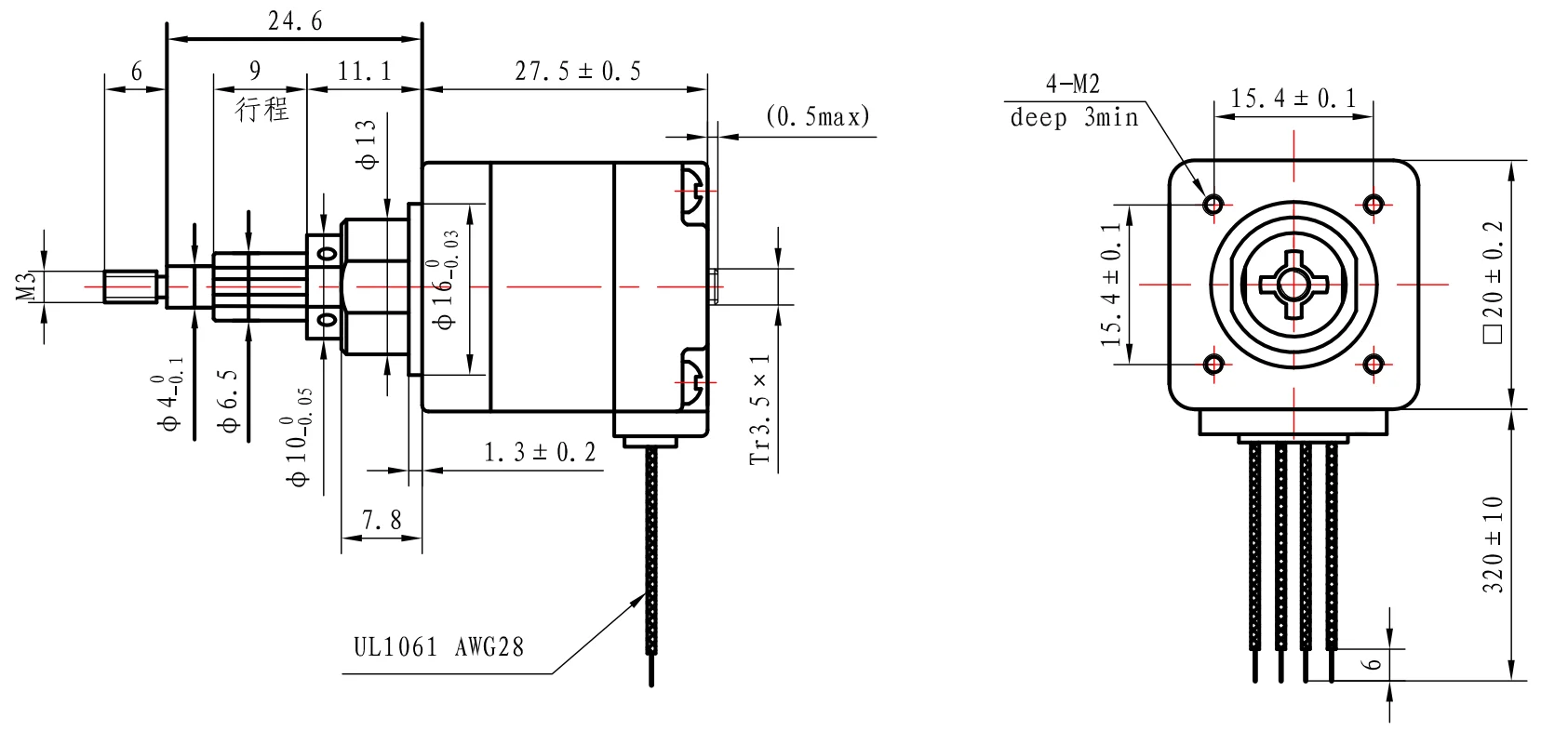 20mm Captive Linear Step Motors - Hybrid Mini Stepper Motors