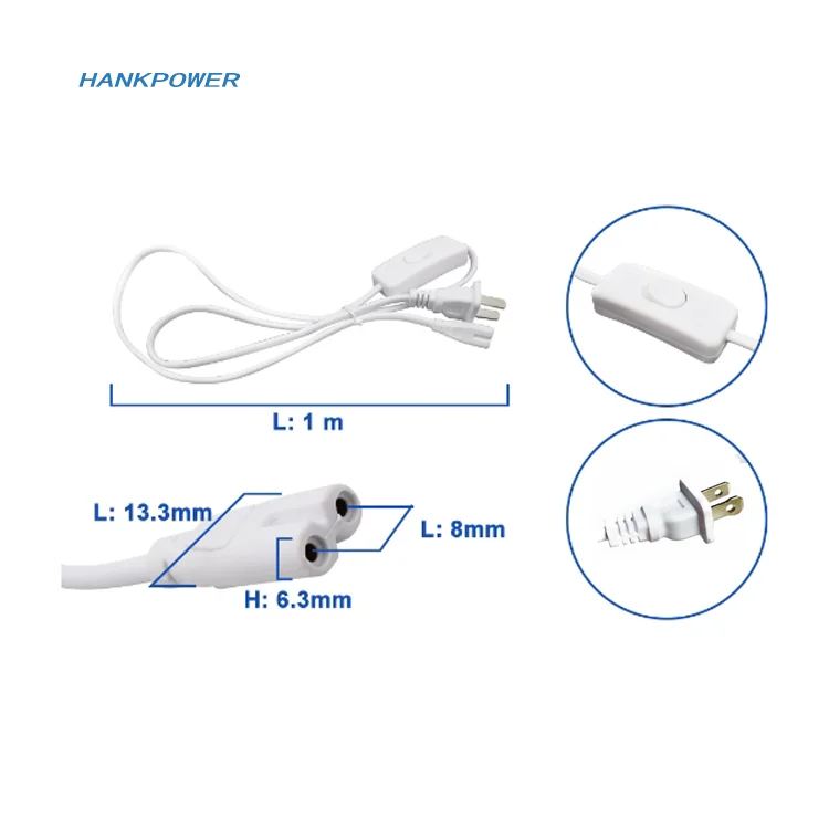 T5 T8 LED Tube Power Extension Cable with On/off Switch