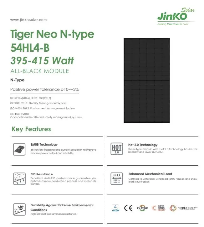 In Stock Jinko Tiger Neo N-type 410w Full Black Solar Panel 395w 405w ...