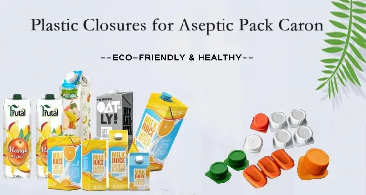 Aseptic Paper Carton with HDPE Plastic Caps - Customized Color